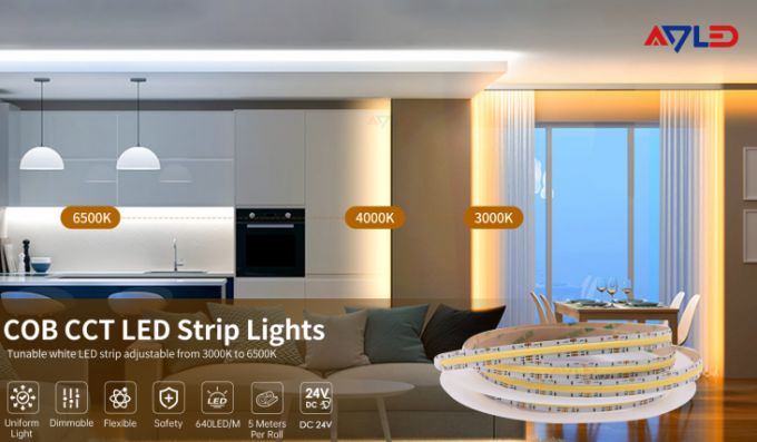 Adjustable Led Strip Lights Chip On Board CCT Dotless Lighting CRI90 ...