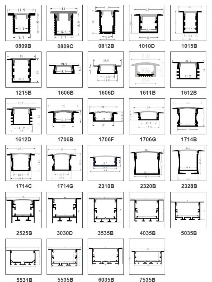 1612B Recessed LED Profiles & Extrusions With End Caps